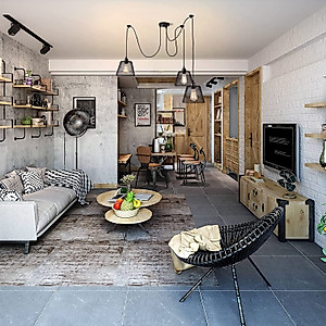 Modxian Farmhouse Retro spider Pendant Light Fixture, E26 Living Room Spider Light with Black Collapsible Metal Cage Lampshade, DIY Pendant Ceiling Light for Kitchen Island (Pendant Light)