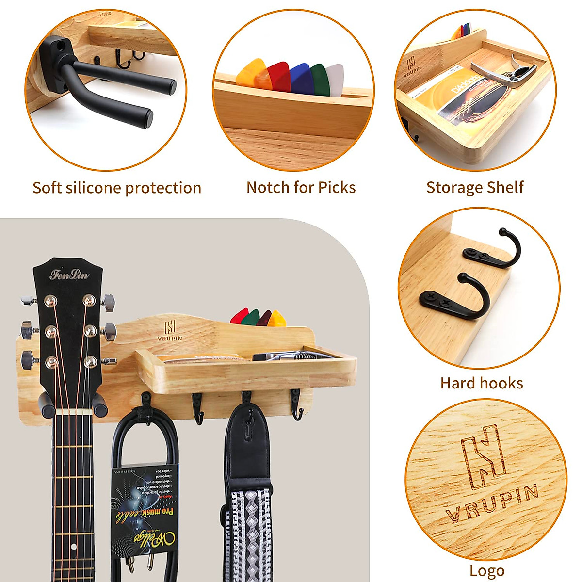 vrupin Natural UNT with Rota for Acoustic, Electric or Bass Guitar, Ukulele