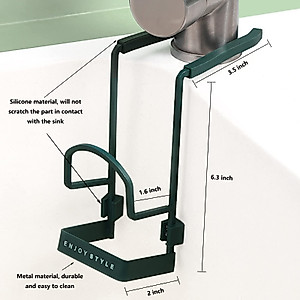 HEILA Sink Caddy Kitchen, Sink Sponge Holder Small Bathroom Metal Sink Organizer Hanging, Faucet Rack for Sponges (Black)