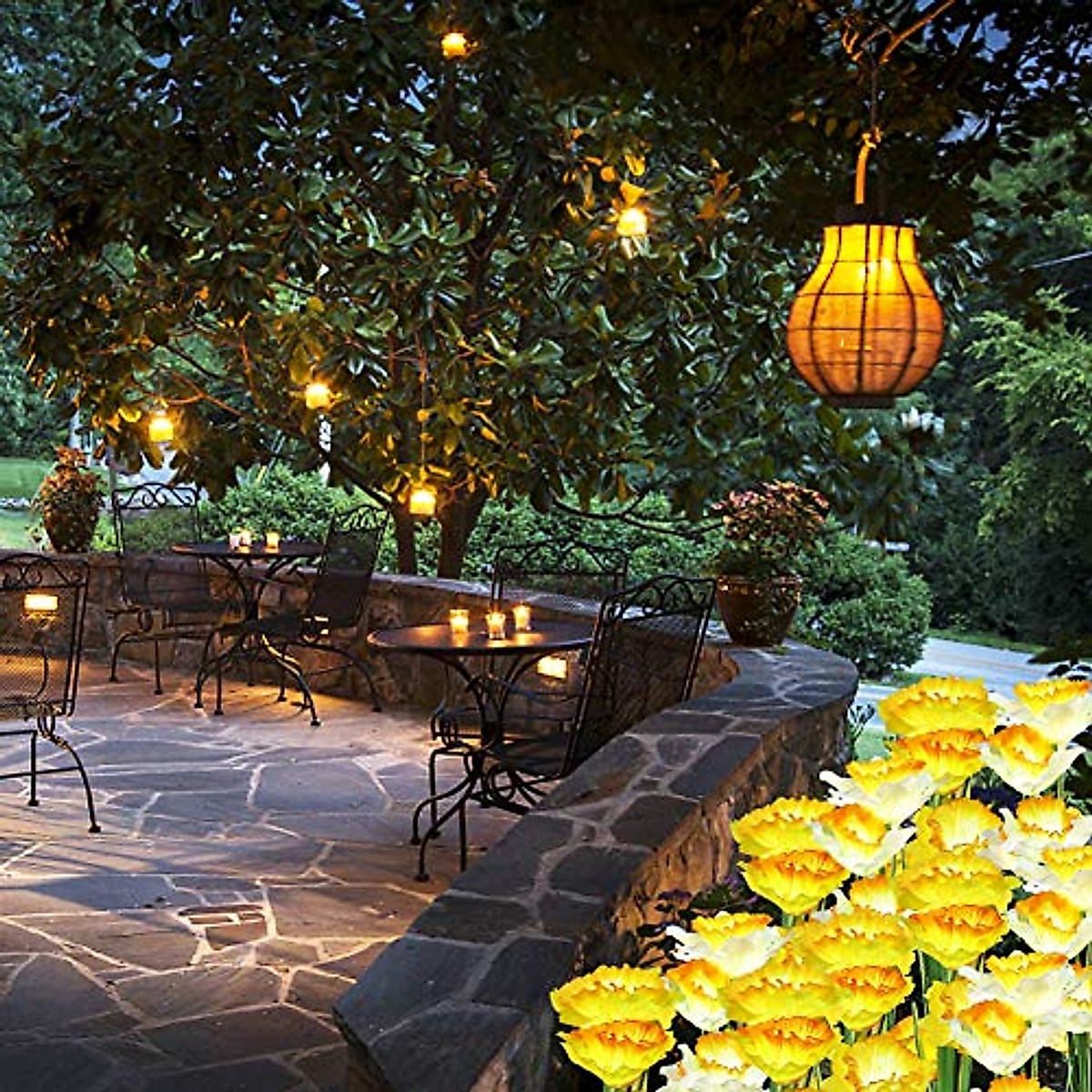 Solar Powered Flower Stake LED Light 4 Heads Outdoor Daffodil Garden Patio Gravestones Walkway Lights Waterproof Decorative Stakes Lamp