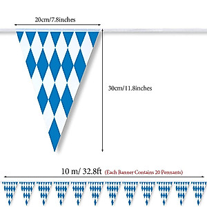 Oktoberfest Decorations, 131 Feet Oktoberfest Bavarian Check Flag, Oktoberfest Bavarian Pennant Banner Flag, Oktoberfest Decorations Octoberfest Party Supplies-4PCS