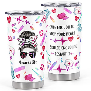 Nurse Gifts, Appreciation Nurse Gifts, Funny Nurse's Day Gifts, Nurse Tumbler for Nurses Week, Birthday, Appreciation, Christmas, Medical School Graduation Gift 20 oz Nurse Travel Tumbler