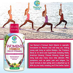 Premium Liquid Multivitamin for Women | Sugar Free Women’s Multivitamin | 100+ Vitamins, Minerals & Herbs Promote Anti-Aging, Heart, Brain & Bone Health |98% Absorption Rate | Non-GMO | 32 Serv