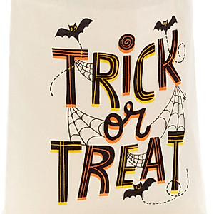 Hallmark 13" Large Halloween Tote Bag ("Trick or Treat," Bats and Spiders) Reusable Canvas Bag for Trick or Treating, Grocery Shopping and More