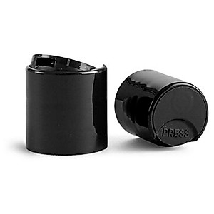 Premium Essential Oil 4 Ounce Boston Round Bottles, PET Plastic Empty Fillable BPA-Free, with Black Press Down Disc Caps (Pack of 12) (Black)