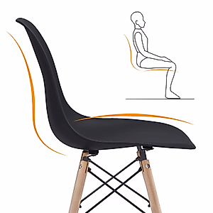 Yaheetech Dining Chairs Modern Mid Century Chairs DSW Shell Eiffel Armless Side Chairs for Kitchen Living Room Lounge, Black, 4pcs