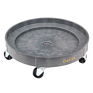 ELAFROS 30 Gallon and 55 Gallon Heavy Duty Plastic Drum Dolly – Durable Plastic Drum Cart 900 lb. Capacity- Barrel Dolly with 5 Swivel Casters Wheel,Grey