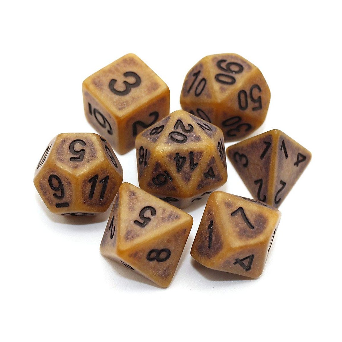 DND Dice Set Ancient RPG Dice for Dungeons and Dragons(D&D) Pathfinder MTG Tabletop Role Playing Game Polyhedral 7-Die Dice Group (Coffee Brown)
