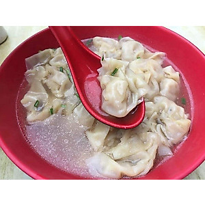 JapanBargain 2384x12, Set of 12 Soup Spoons Asian Chinese Wonton Japanese Soba Spoon Rice Spoon Ramen Noodle Spoon Vietnamese Pho Spoon, Black Red