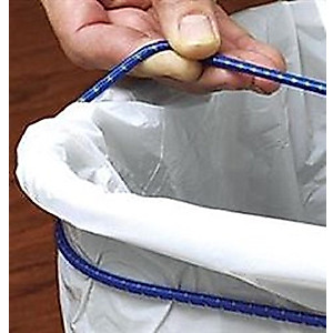 Trash Can Bands Set of 3 - Grey with Metal Connector, Holds 13 to 33 Gallon Trash Bag - Durable Elastic Garbage Bag Band for Indoor and Outdoor Use - Waste Basket Rubber Bands For Round & Square Bins