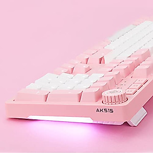 AK515 Wired Mechanical Gaming Keyboard – Brown Switches - PBT Keycaps – Blue-White Matching – White Backlit - Magnetic Suction Panel - Multimedia Keys Roller – for Windows Computer Office Gaming PC