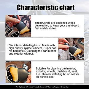 1PCS Car Interior Detailing Soft Brush Detailing Interior Auto Interior Soft Hair Removal Brush Scratch Free, Cleaning Dashboard Curved Design Universal Car Brush Tool (Black-Yellow)