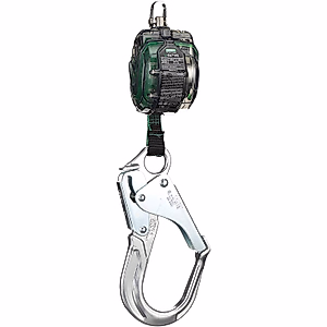 MSA 63013-00A V-TEC Personal Fall Limiter - 10' (3m), Single-Leg, AL36CL Snaphook Anchorage Connection, Steel Carabiner Harness Connection, Retractable Web Lanyard Clear