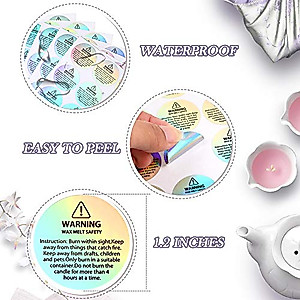 Zonon Holographic Candle Warning Labels Candle Jar Container Stickers Wax Melting Safety Stickers for Candle Jars Tins Containers Candle Making Supplies (240)