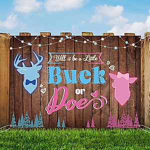 Wood Lights Deer Buck or Doe Gender Reveal Background Will it Be a Little Buck or Does 7x5ft Photography Background Props Winter Xmas Photo Booth Prop Deer Baby Shower Backdrops Party Decoration