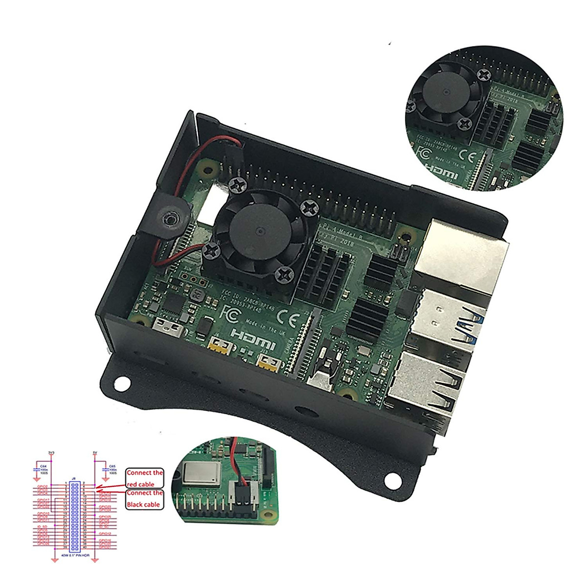 Raspberry Pi 4 Model B Aluminum Case Metal Chassis Shell Box with Onboard Cooling Fan (Black) (for Raspberry Pi 4)