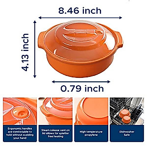 Microwave Safe Ramen Cooker, Ramen Noodle Bowl, Easy Mac, Microwave Pasta Cooker, Microwave Bowls with Lids Ideal for Dorm Room Essentials for Girls Boys, Dishwasher & Microwave Safe (Medium, Orange)