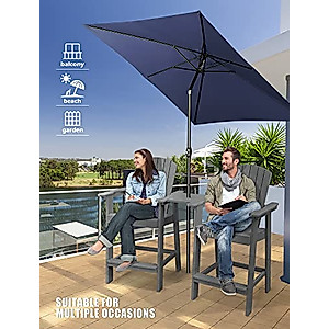 MARVOWARE Tall Adirondack Chairs Set of 2, Balcony Chair with Connecting Tray, 27.6 Inch Seat Height Outdoor Barstools, HDPE Plastic Patio Stools with Umberlla Hole Outdoor Patio Lawn