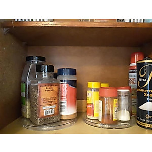 MY MIRONEY 8 Inch Lazy Susan Turntable Organizer Clear Plastic Acrylic Organizers Heavy Duty Rotating Swivel Stand with Steel Ball Bearings Pack of 2