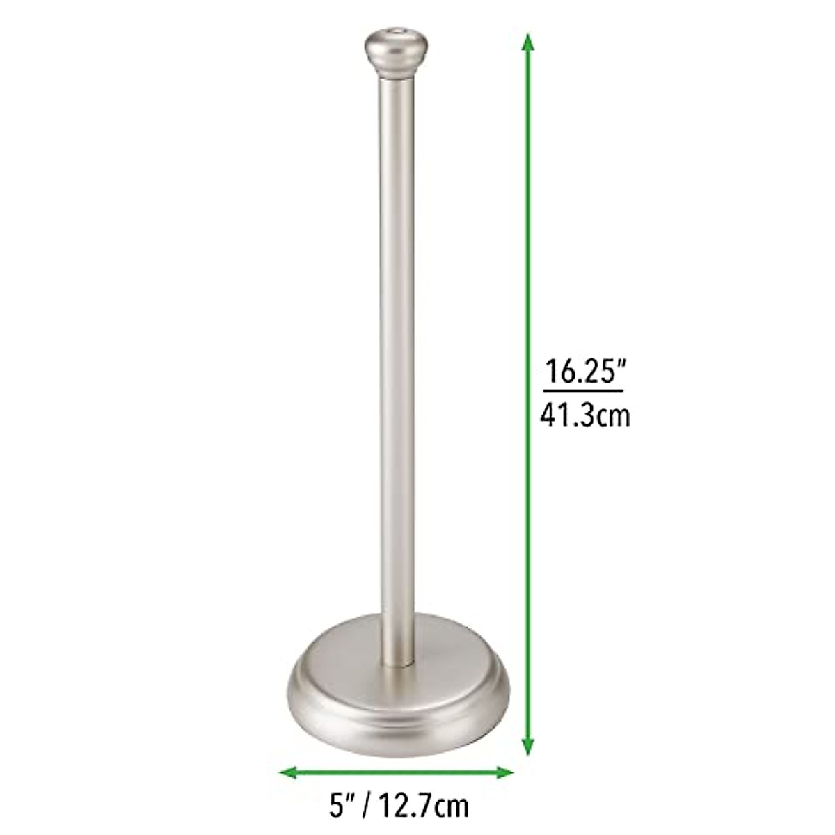 mDesign Metal Free-Standing Toilet Paper Holder with Stainless Steel Tube, Stand with Storage Roller Organizer for Bathroom Cabinet - Holds 3 Rolls Toilet Tissue - Hyde Collection - Satin