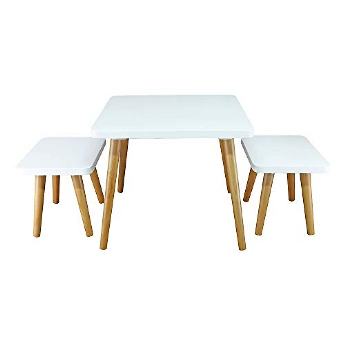 American Trails The Easel Table & Chair Set Kid Table, Two-Tone (White, Natural)