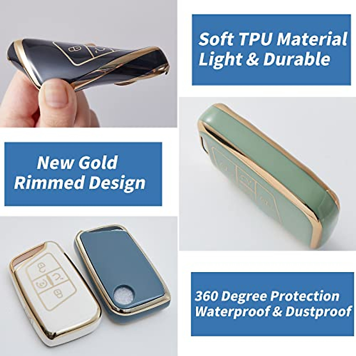 AKIYHIEI for Ford Key Fob Cover with Keychain, Key Shell Case for Ford Edge Escape Expedition Explorer Fusion Mustang Ranger F-150 F-250 Smart 3 4 5 Buttons (Black)