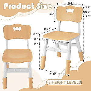 Kigley 6 Pack Height Adjustable Kids Chair Adjustable Table Chair Kid Chairs Age 2-6 Adjustable Height Toddler Seat Child Table Chair for Children Student School Family Daycare (Wood Color)