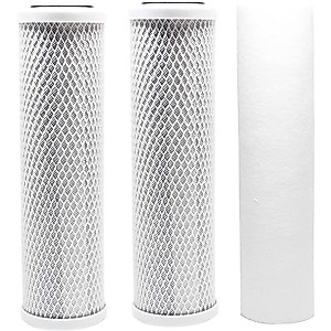 American Water Solutions Replacement Filter Kit Compatible with Krystal Pure KR10 and KR15 RO System - Includes Carbon Block Filters & Polypropylene Sediment Filter