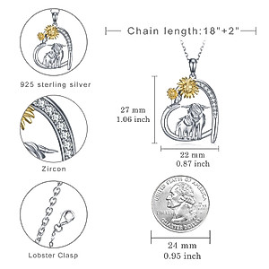 Highland Cow Necklace for Women 925 Sterling Silver Highland Cow Gifts Pendant Jewelry Birthday for Women Mom Animal Cow Lover