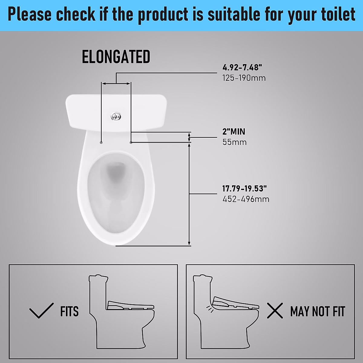 iliD Bidet Seats Bidet Toilet Seat, Elongated Toilet Seat, Non-Electric Self Cleaning Dual Nozzles, Quiet-Close, Easy Installation, Equipped With Water Filter, 1 Year Warranty