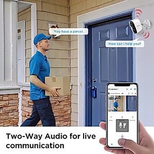 G-Homa Wireless Outdoor Camera with Solar Panel, WiFi Surveillance & Security Camera with Color Night Vision/2-Way Audio/1080P/PIR Motion/Siren/Intelligent AI/Waterproof IP65