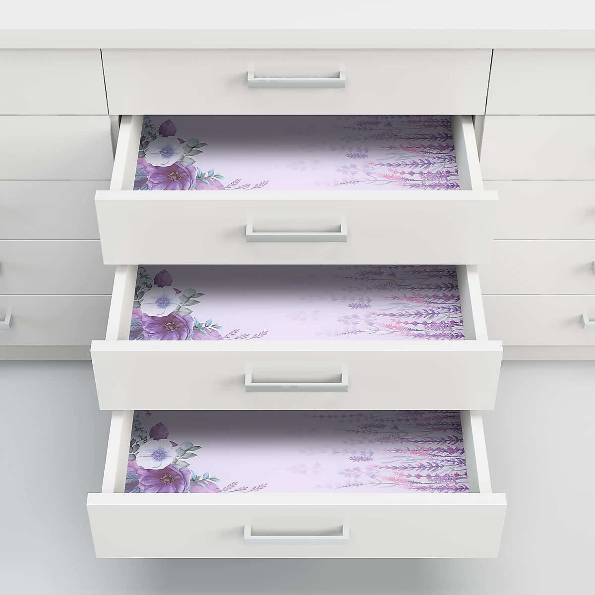 24 Sheets Drawer Liners for Dresser Scented Drawer Liners Drawer Paper Non Adhesive Floral Print Fragrant Large 15.7 x 22.8 Inch for for Kitchen Cabinet Home Shelf Closet (Elegant Style)