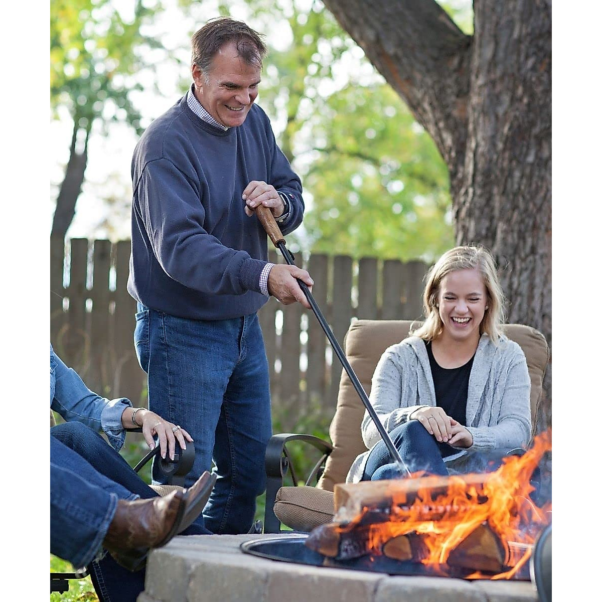 Walden Backyards Fire Pit Stoker Poker® L 33" - High Temperature Heavy Duty Steel Blow Through Airflow Valve Firepit Stoker Tool for Outdoor Pits and Campfire - Long Fire-Poker 33"