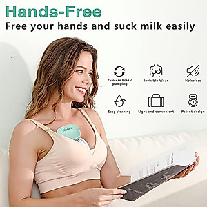 Hands Free Breast Pump - Wearable Breast Pump Electric,Portable Breast Milk Extractor & Collector, Silicone Breastfeeding Pumps,2 Modes 5 Adjustable Levels Rechargable Wireless Milk Pump for New Mom
