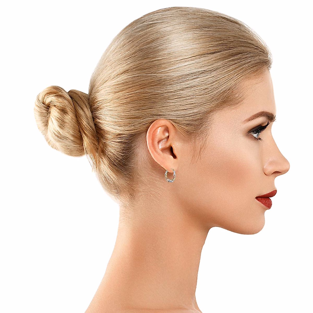 AVORA 10K Gold Twist Three-Tone Hoop Earrings