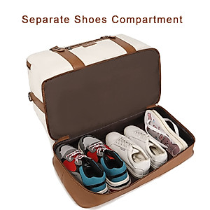 Enoshi Luggage Overnight Bag for Women Canvas Travel Duffel Weekender Bag Shoe Compartment Three-Piece