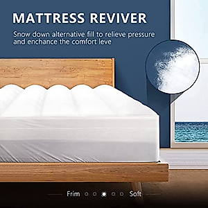 TEXARTIST Queen Mattress Topper for Back Pain, Extra Thick Mattress Pad Cover, Plush Soft Pillowtop Bed Topper with Elastic Deep Pocket, Overfilled Down Alternative Filling