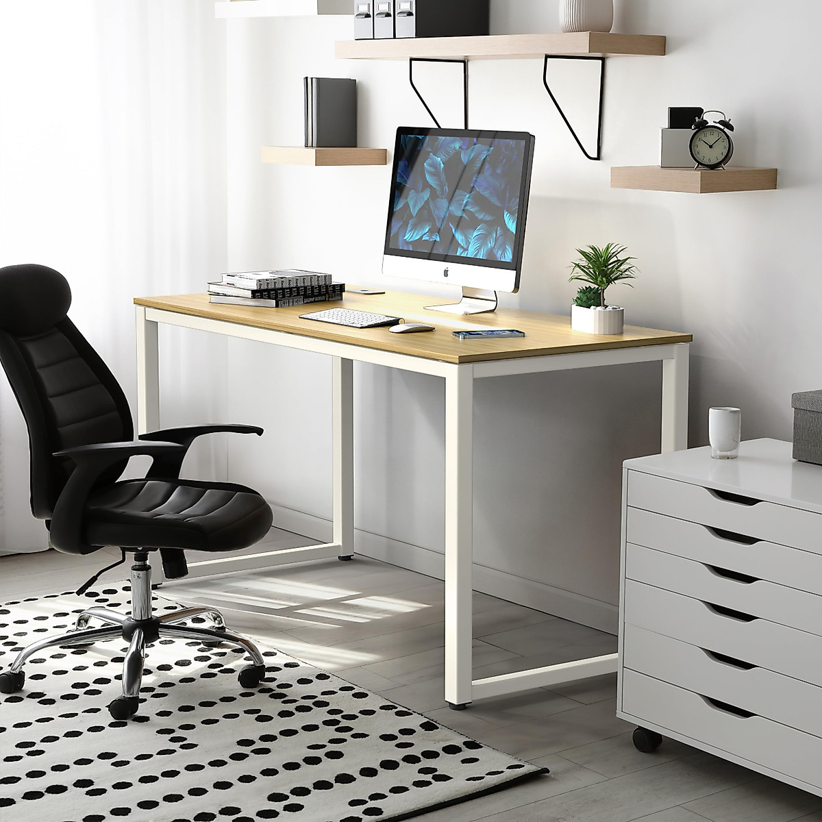 SHW Artwork Office 48-Inch Computer Desk, Oak