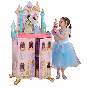 KidKraft Disney Princess Dance & Dream Wooden Dollhouse, Over 4-Feet Tall, Includes Sounds, Spinning Dance Floor and 20 Play Pieces, Gift for Ages 3