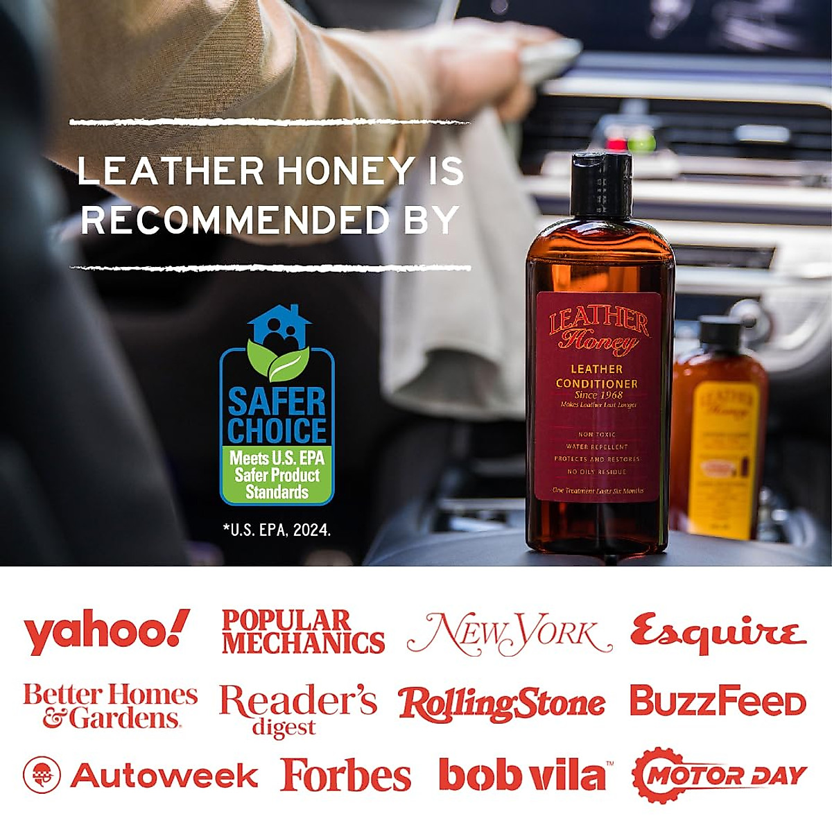 Leather Honey Leather Cleaner The Best Leather Cleaner for Vinyl and Leather Apparel, Furniture, Auto Interior, Shoes and Accessories. Does Not Require Dilution. Ready to Use, 8 Ounce Bottle!