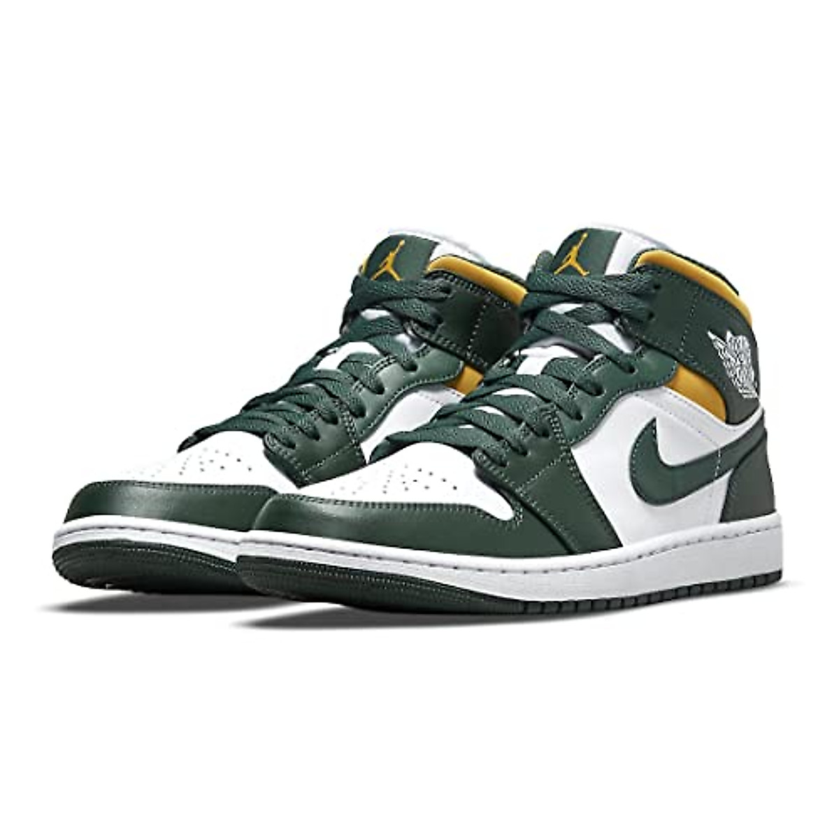 Nike Men's Air Jordan 1 Mid Shoes, Noble Green/Pollen-white, 12
