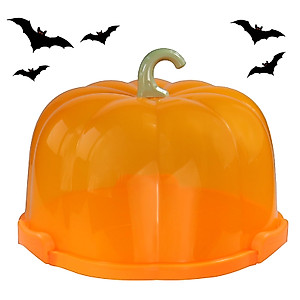 DIIRPPR 10 Inch Pumpkin Style Cake Carrier Keeper Stand with Handles and Lids Container for Transport Cake Holder Tray with Cover Round Cupcake Storage Kitchen Cooking Box ，Suitable for Halloween
