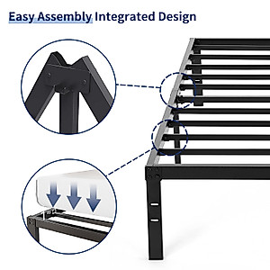 NOAH MEGATRON 14 Inch Twin Bed Frame No Box Spring Needed,3000LBS Heavy Duty Black Metal Platform for Toddler Adults,Under Storage,Noise Free,Easy Assembly