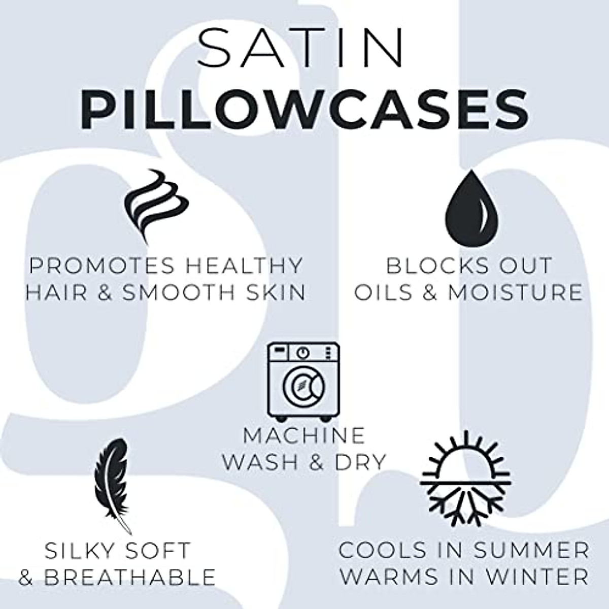 Great Bay Home Satin Pillowcase for Hair and Skin King - Charcoal Silk Pillowcase 2 Pack 20x36 inches - Satin Pillow Cases Set of 2 with Envelope Closure