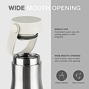 LocknLock Metro Bottle Double-Wall Insulated Stainless Steel with Silicone Handle, 16 oz, Silver