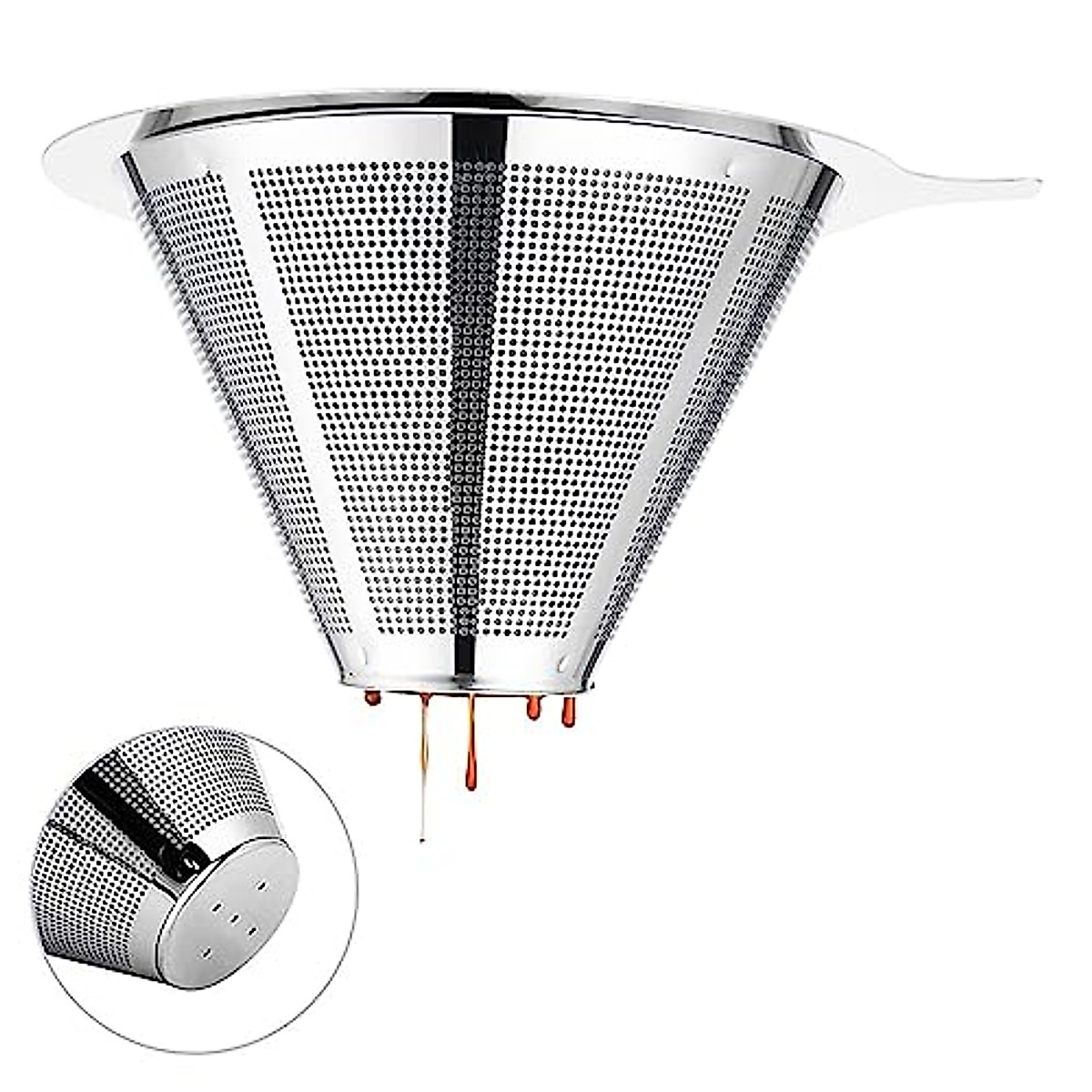 PREONA Pour Over Coffee Dripper,Reusable Coffee Filter,Slow Drip Paperless Stainless Steel Cone Coffee Coffee Maker,Easy to Use and Clean (1-2Cup)