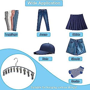 Pant Hangers with Clips, 20 Pack Metal Pants Hangers Space Saving Skirt Hangers for Women, Non Slip Adjustable Heavy Duty Clip Hangers for Pants, Jeans, Trousers, Skirts, Shorts, Socks