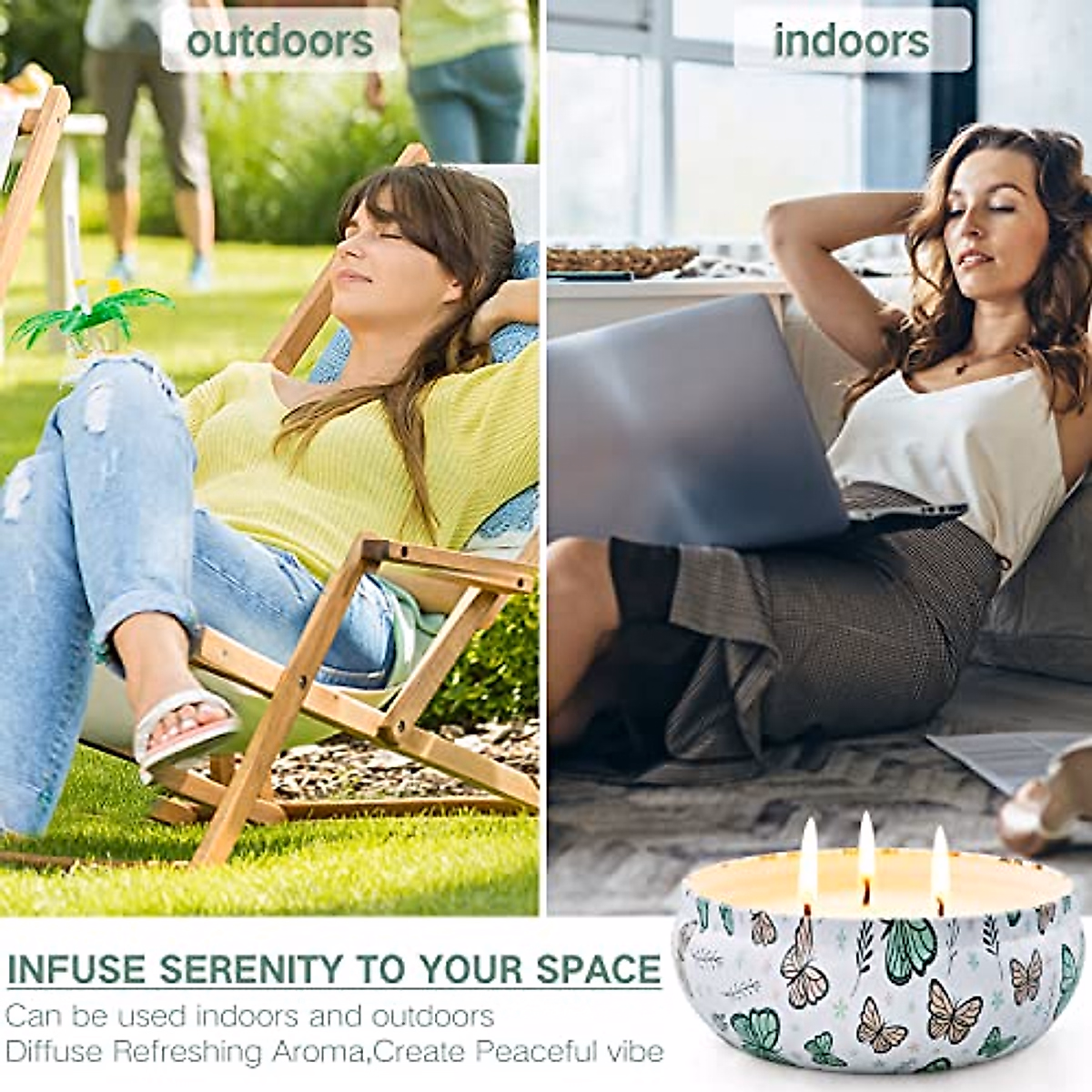 Citronella Candles Outdoor Indoor Large,13.5 oz 3 Pack Longlast 75-80 Hrs for Each,3 Wicks Jar Citronella Candles Sets for Home Garden Patio Balcony