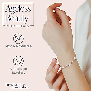 Crystalline Azuria Women 18K Rose Gold Plated White Crystal Roses Flower Set Necklace Earrings Bracelet for Women Wedding Party Bridal Bridesmaid Accessories