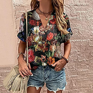 Womens Workout Tops Black Ladies T Shirt Womens Hawaiian Shirt Tee Kit Workout Top 2X Junior Top Teen Girl